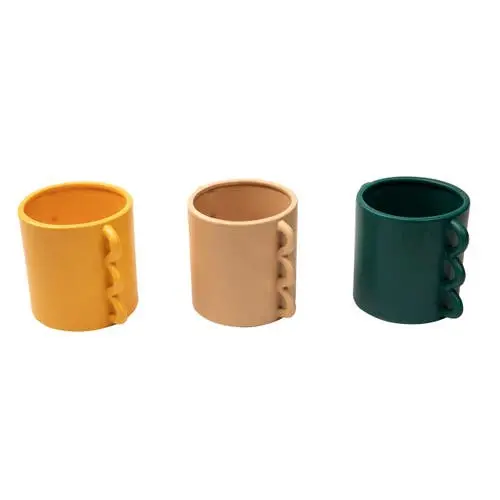 TRANSPAC Ceramic Retro Mod Planter Set Of 3 Stylish Spring Home Decorations For Planters In Ceramic