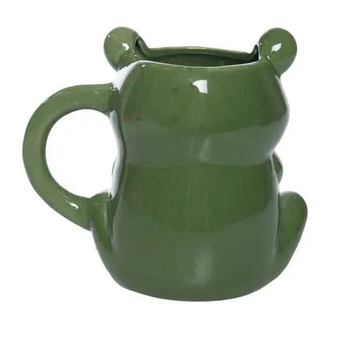 TRANSPAC Ceramic Frog Shape Mug For Spring Serving And Entertaining