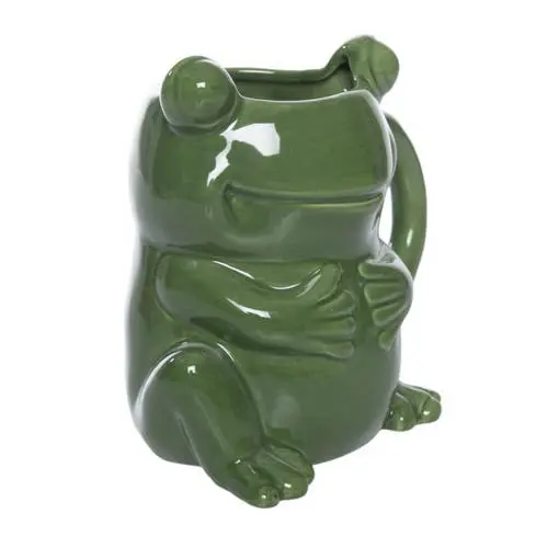 TRANSPAC Ceramic Frog Shape Mug For Spring Serving And Entertaining