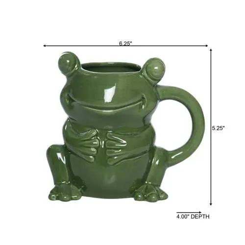 TRANSPAC Ceramic Frog Shape Mug For Spring Serving And Entertaining