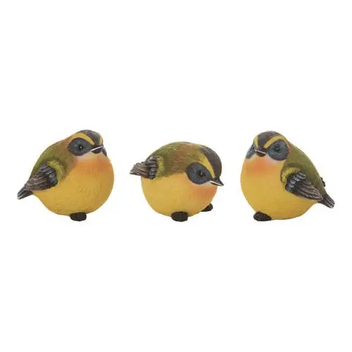 TRANSPAC 3.75 Inch Multicolor Spring Bird Figurines Set Of 3 Decorative Polyresin Objects For Spring Decor - Multicolored