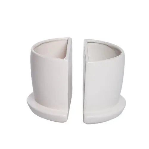 TRANSPAC Dolomite Cream Planter Bookends Set Of 2 For Spring Garden Decor