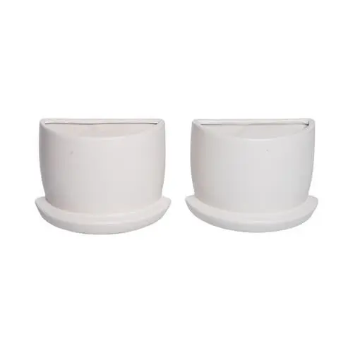 TRANSPAC Dolomite Cream Planter Bookends Set Of 2 For Spring Garden Decor