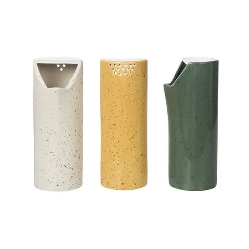 TRANSPAC Ceramic Plant Shower Set Of 3 Decorative Planters For Home Spring Decor - Multicolored