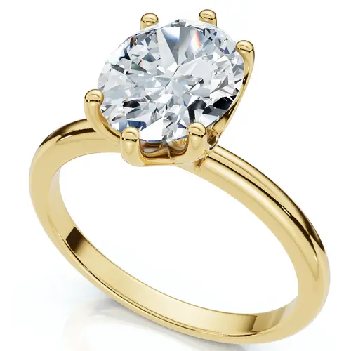 BLISS DIAMOND Certified 1 1/2ct Lotus Solitaire Lab Grown Diamond Ring - 14k Yellow Gold