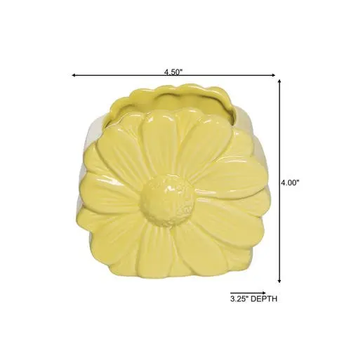 TRANSPAC Dolomite Daisy Holder Storage Jar For Spring Tabletop Decor