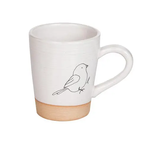 TRANSPAC Ceramic Mug With Bird Print Perfect For Spring Home Decor And Drinkware - Multicolored