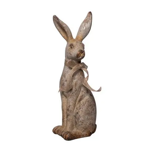 TRANSPAC 18 Inch Mgo Sitting Garden Bunny Resin Multicolored For Spring Home Decor