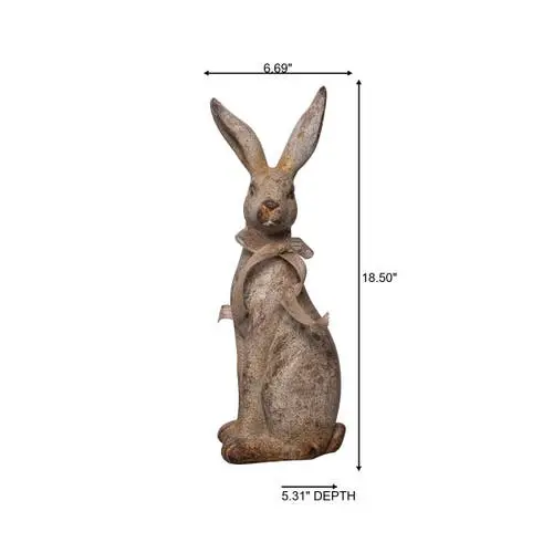 TRANSPAC 18 Inch Mgo Sitting Garden Bunny Resin Multicolored For Spring Home Decor