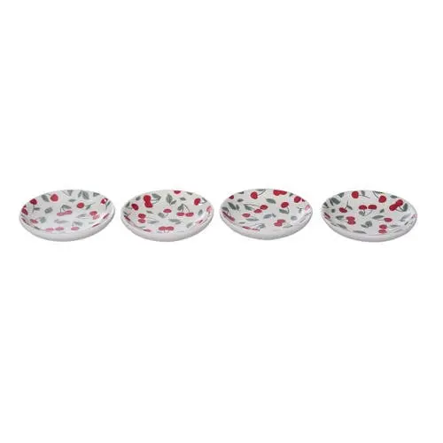 TRANSPAC Dolomite Cherry Dip Bowl Set Of 4 For Spring Serving And Entertaining