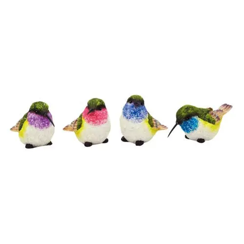 TRANSPAC Small Resin Hummingbird Figurine Set Of 4 Spring Home Decorations For Summer Decor And Decorative Objects - Multicolored