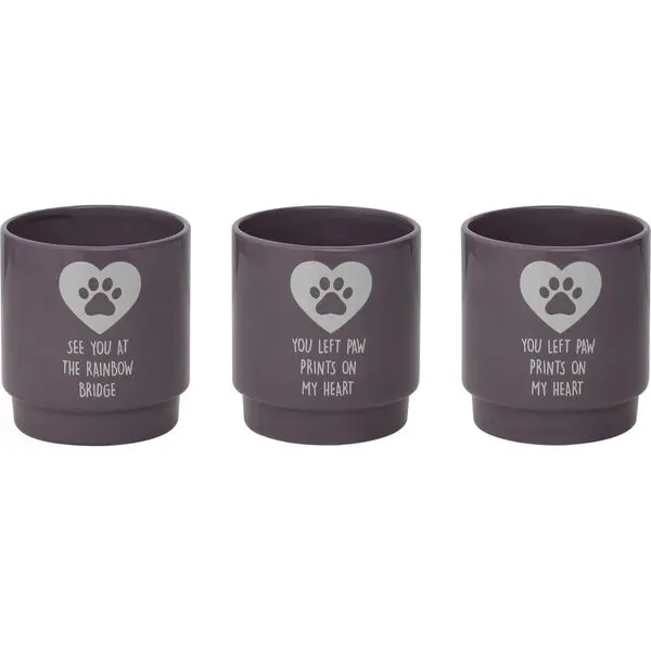 TRANSPAC Ceramic Pet Memorial Planters Set Of 3 For Spring And Summer Home Decor - Multicolored