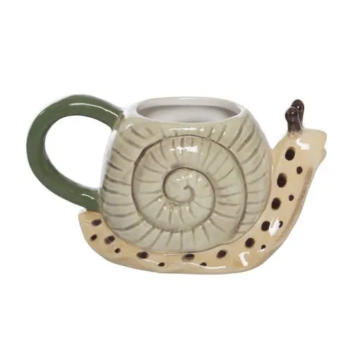 TRANSPAC Ceramic Snail Shape Mug Neutral For Spring Serving And Entertaining
