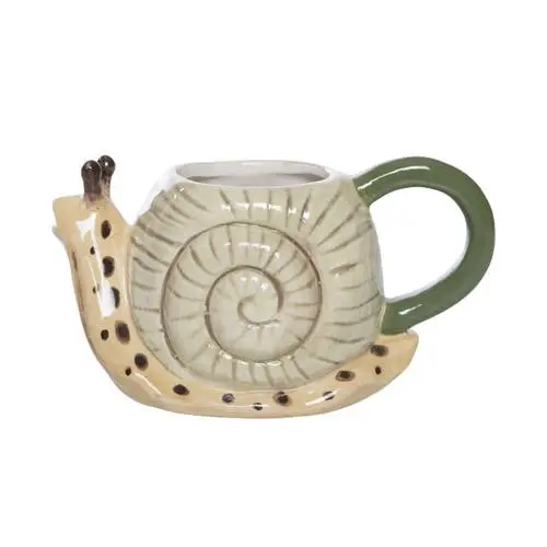 TRANSPAC Ceramic Snail Shape Mug Neutral For Spring Serving And Entertaining