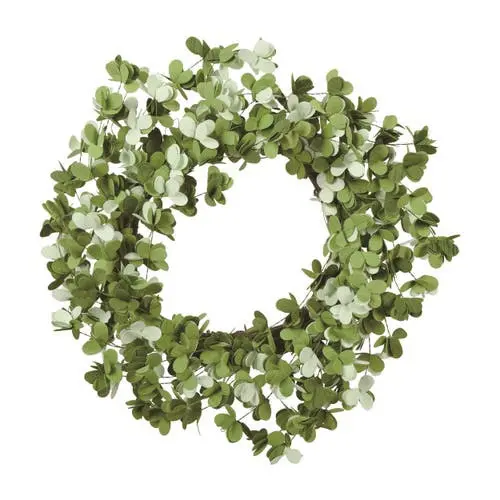 TRANSPAC 22.05 Inch Multicolor Spring Floral Clover Wreath For Home Decor And Seasonal Celebrations - Multicolored