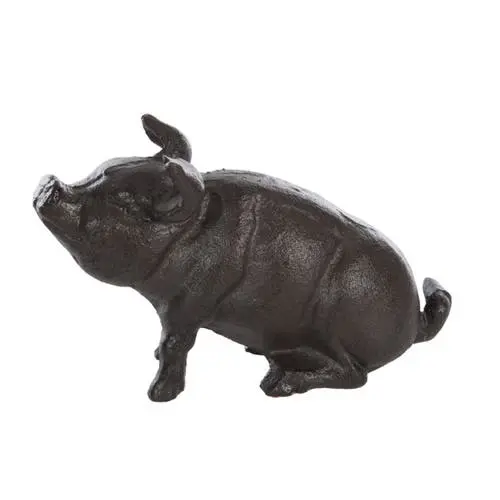 TRANSPAC Iron Pig Garden Statue Metallic For Spring Home Decor