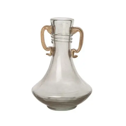 TRANSPAC Glass Everyday Jar Vase For Spring Decorative Home Accents And Floral Arrangements - Clear