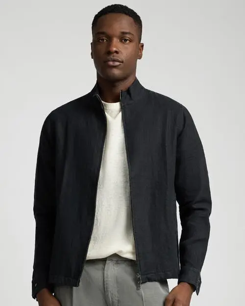 Onia Linen Bomber Jacket - Washed Black