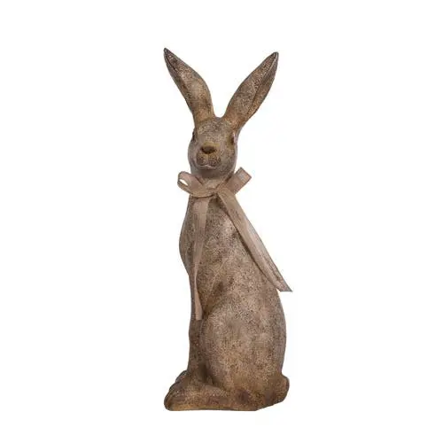 TRANSPAC 24 Inch Mgo Sitting Garden Bunny Resin Multicolored For Spring Home Decor - Brown