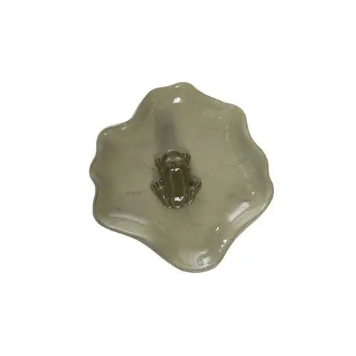 TRANSPAC Ceramic Lily Pad Dish With Frog For Spring Tabletop Decor
