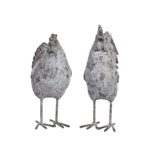 TRANSPAC Resin Distressed Rooster Garden Statue Set Of 2 Multicolored For Spring Home Decor