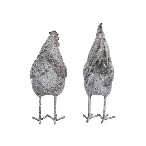 TRANSPAC Resin Distressed Rooster Garden Statue Set Of 2 Multicolored For Spring Home Decor