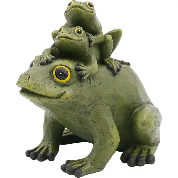 TRANSPAC Resin Stacked Frog Figurine Garden Accents For Spring Home Decor - Green