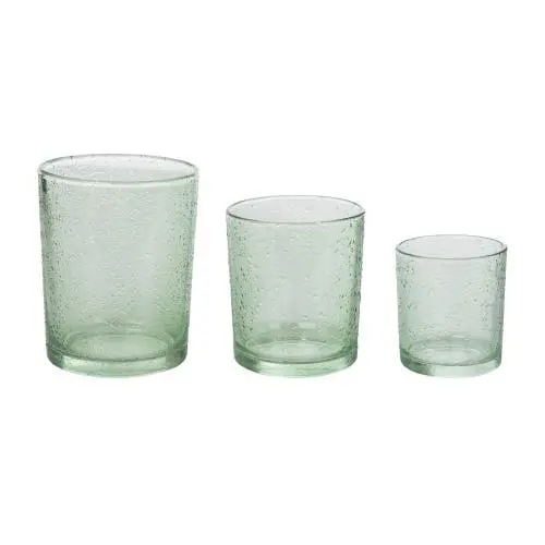 TRANSPAC Set Of 3 Textured Glass Candle Holders For Home Decor Spring Collection - Multicolored