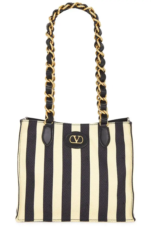 Valentino Garavani Jean Small Tote Bag - Nero & Beige