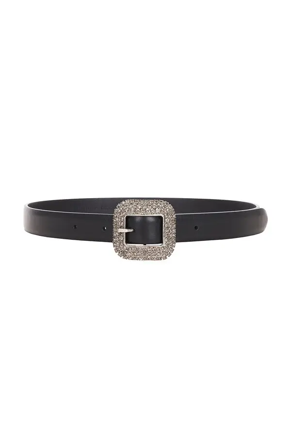 Saint Laurent Boucle Carree Fine Ceinture Belt - Black & Cristal