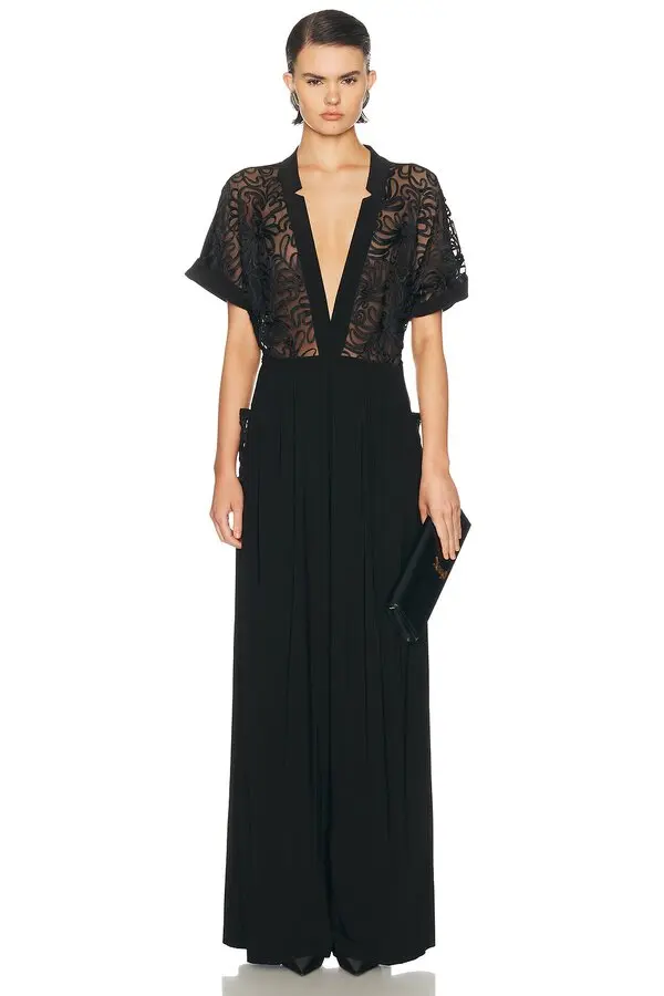 Norma Kamali Geralyn Short Sleeve Jumpsuit - Black