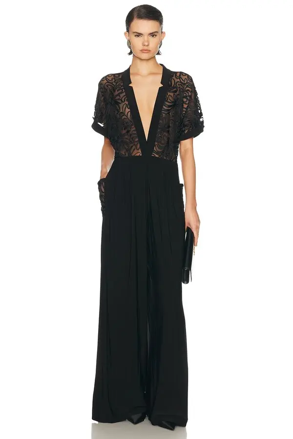 Norma Kamali Geralyn Short Sleeve Jumpsuit