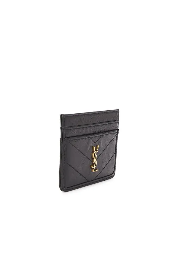 Saint Laurent Cuir Vintage Froisse Matelasse Credit Card Case In Black - Nero
