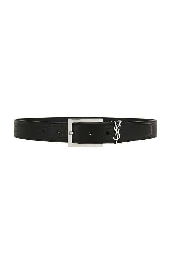 Saint Laurent Carree Passant Cassandre Ceinture Boucle Belt - Nero