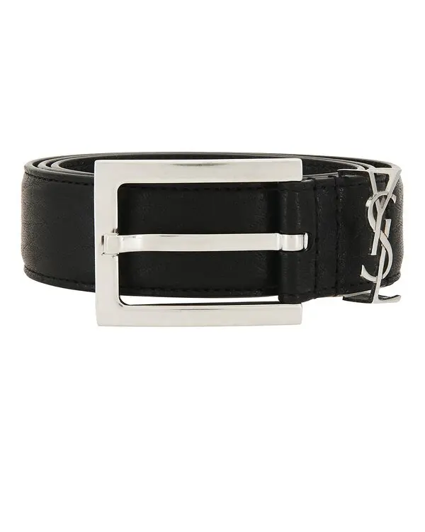 Saint Laurent Carré Passant Cassandre Ceinture Boucle Belt - Nero