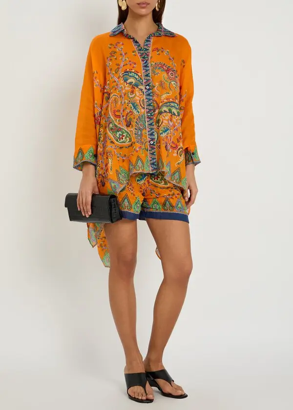 Etro Paisley-print Ramie Shorts