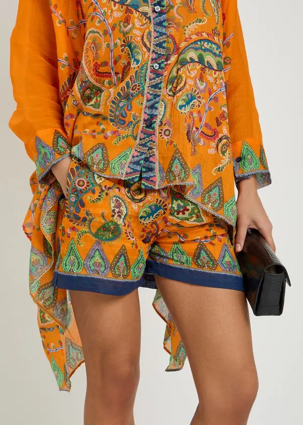 Etro Paisley-print Ramie Shorts