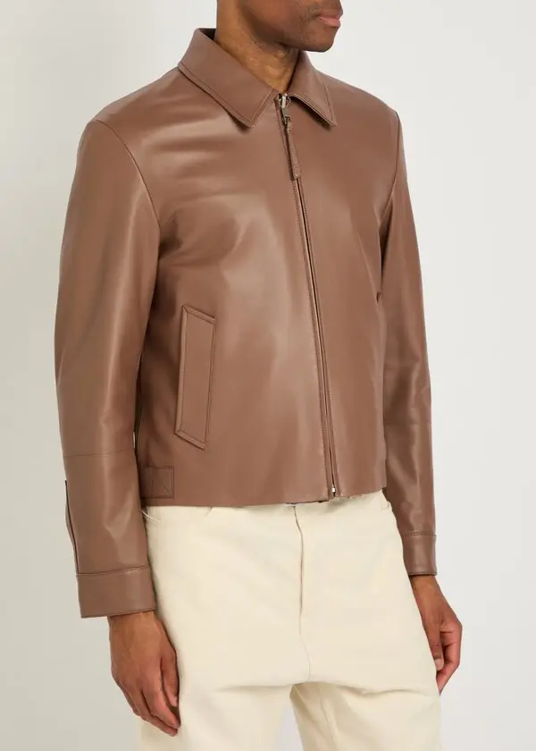 Loewe Nappa Leather Zip-up Jacket - Taupe