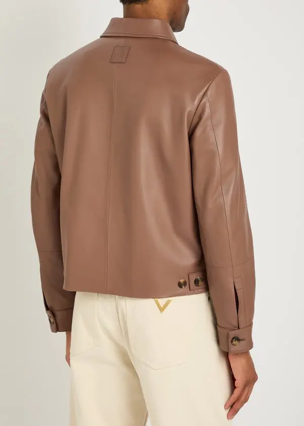 Loewe Nappa Leather Zip-up Jacket - Taupe