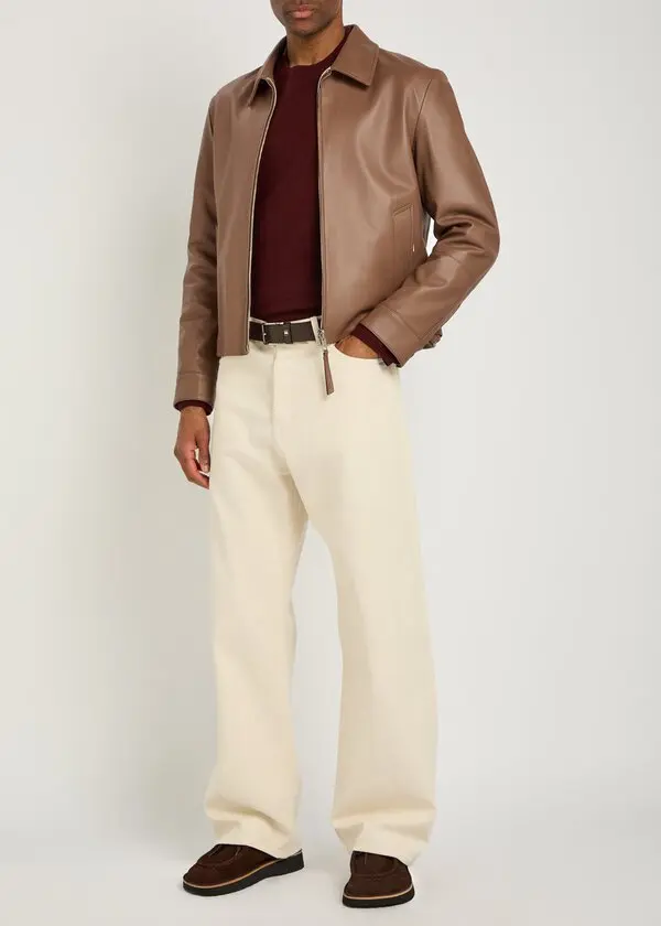 Loewe Nappa Leather Zip-up Jacket - Taupe