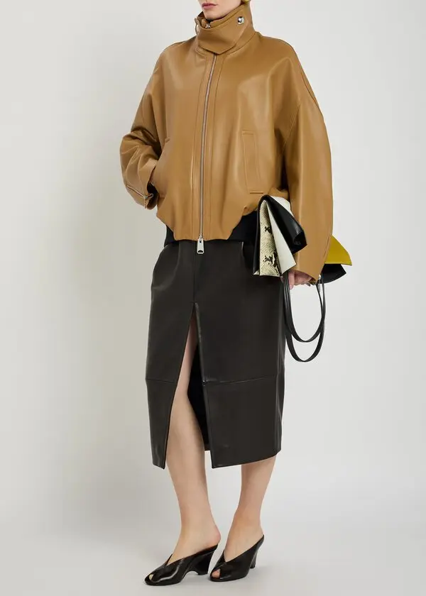 Khaite Hamett Leather Jacket - Caramel