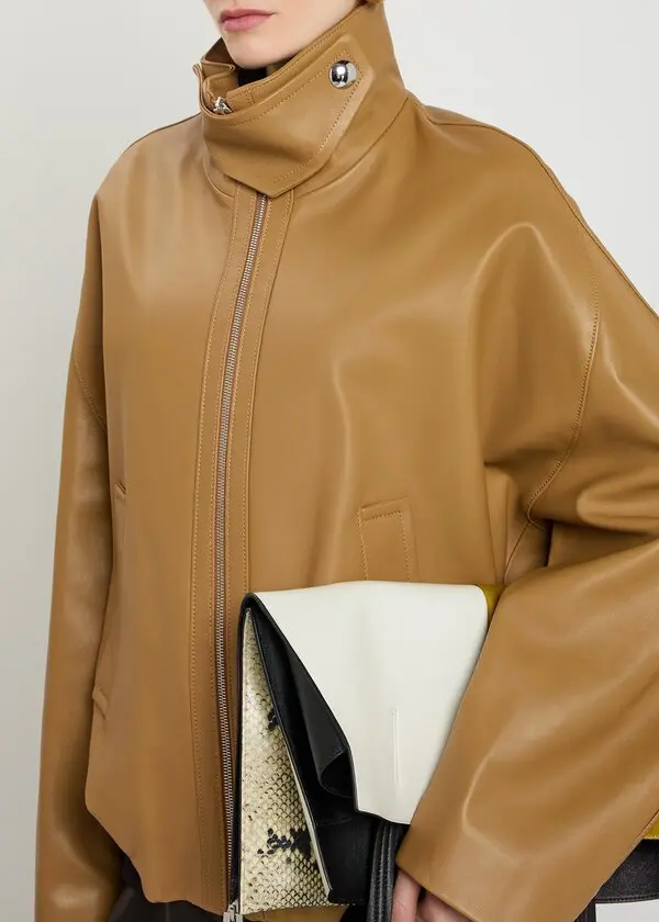 Khaite Hamett Leather Jacket - Caramel