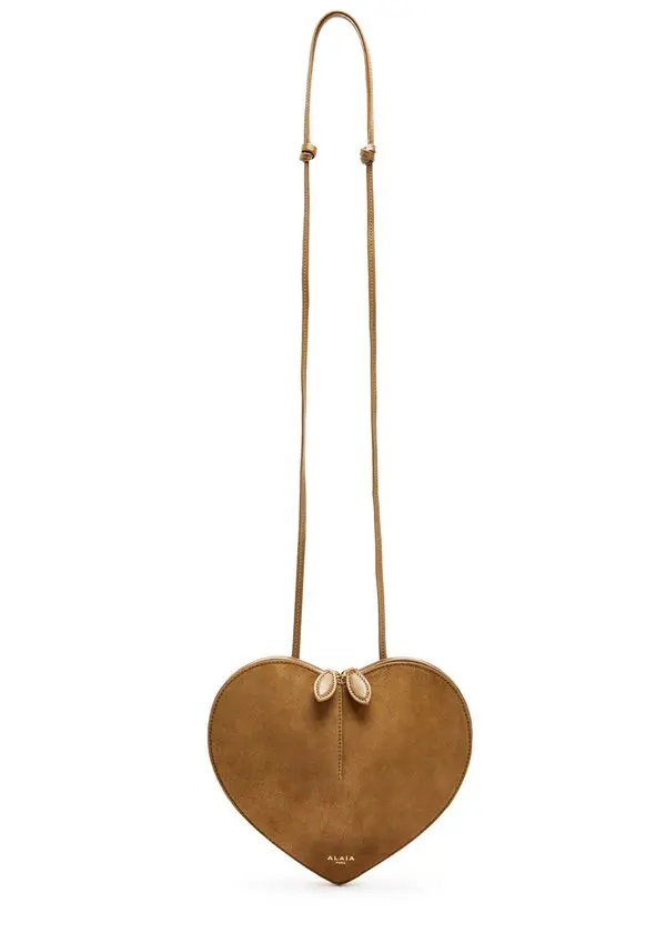 Alaïa Le Coeur Suede And Leather Cross-body Bag - Brown