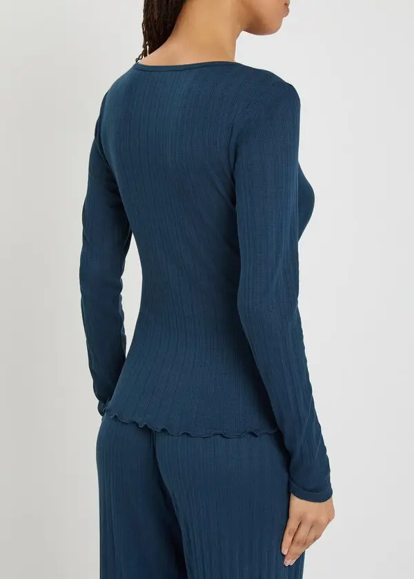 Eberjey Pointelle-knit Henley Top
