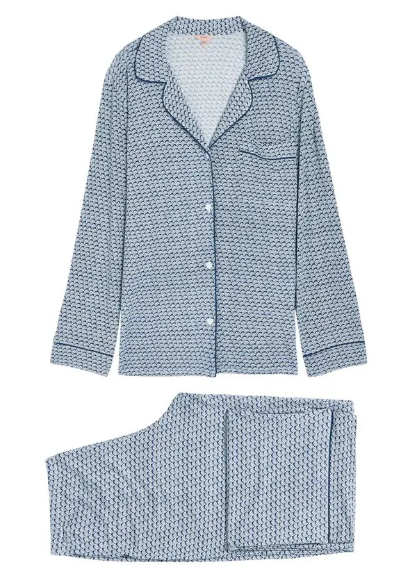 Eberjey Gisele Printed Jersey Pyjama Set - Navy