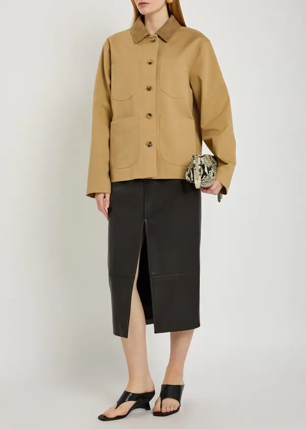 Khaite Cotton Jacket With Suede Collar