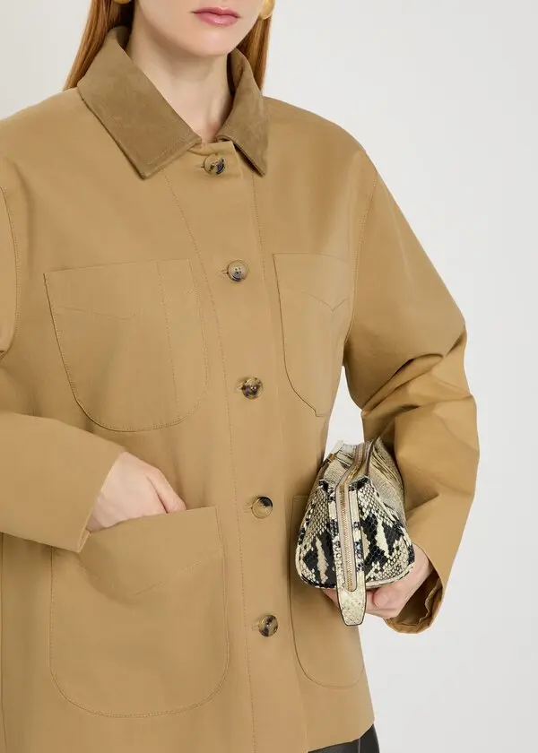 Khaite Cotton Jacket With Suede Collar