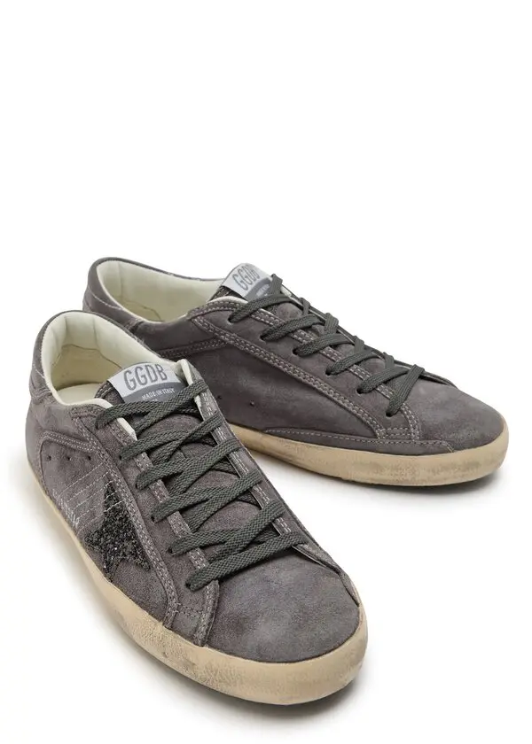GOLDEN GOOSE Super-star Glittered Suede Sneakers