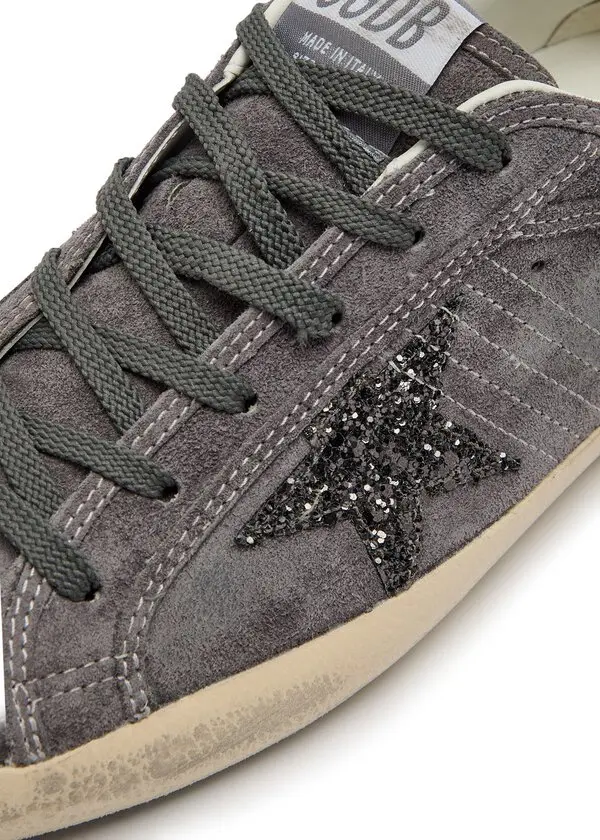 GOLDEN GOOSE Super-star Glittered Suede Sneakers