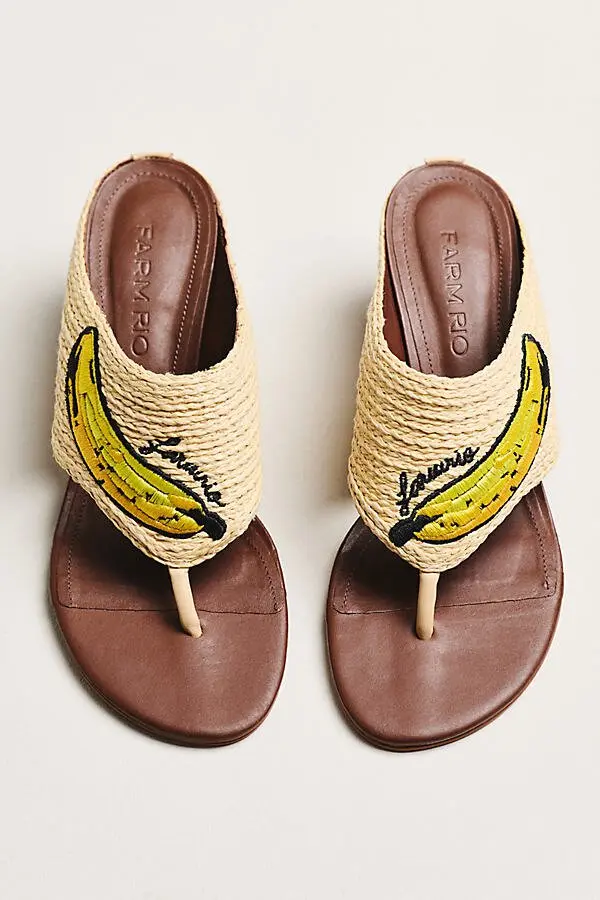 Farm Rio Raffia Icon Slip-on Kitten Heels - Walnut Banana